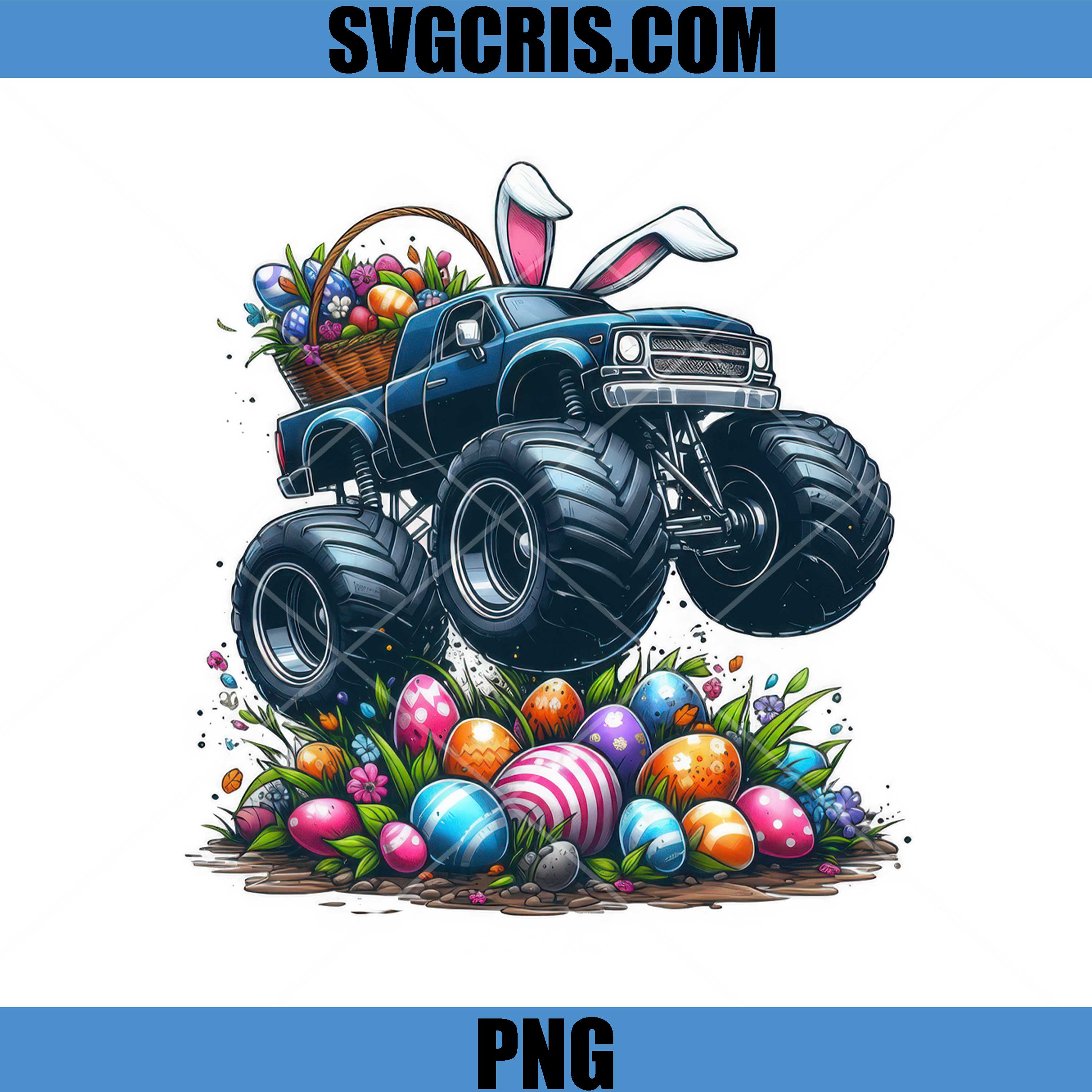 Easter Monster Truck With Eggs Basket PNG, Funny Easter Truck PNG – SVGCRIS