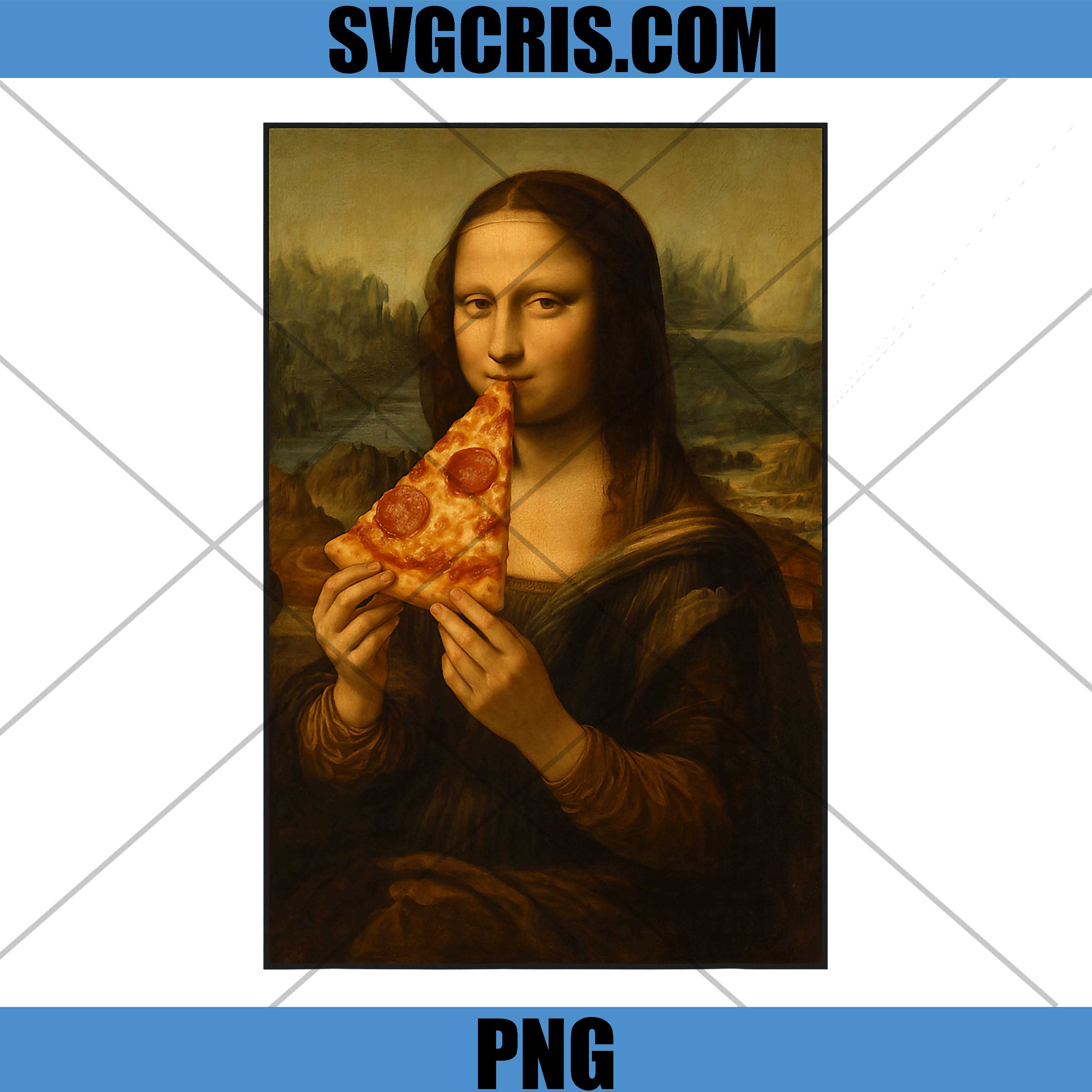 Mona Lisa Eating Pizza PNG, Funny Classic Art Pizza PNG – SVGCRIS